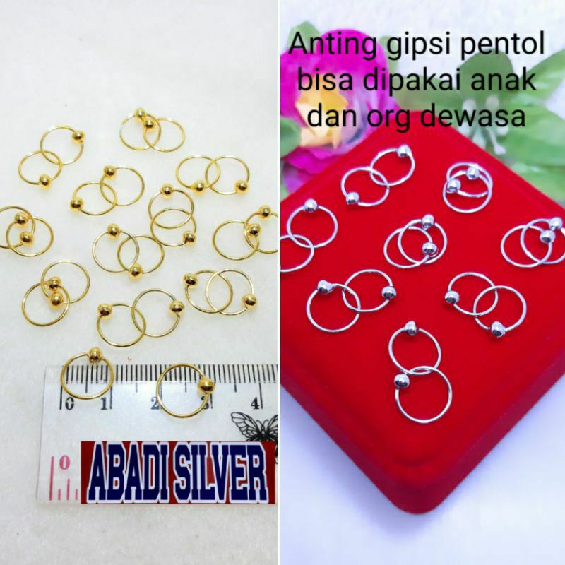 Jual Anting kenip pentol perak 925 /silver 925 lapisan emas putih dan kuning | Shopee Indonesia