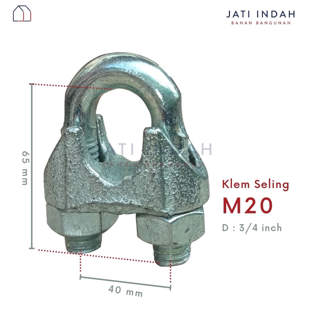 Jual Klem Seling 3/4 inch (M20) Galvanis / Wire Rope Clip / Kuku Macan | Shopee Indonesia