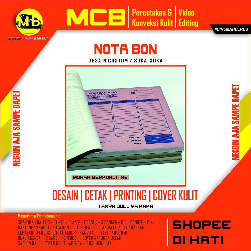 Jual Cetak NOTA BON 1 2 3 rangkap | Shopee Indonesia