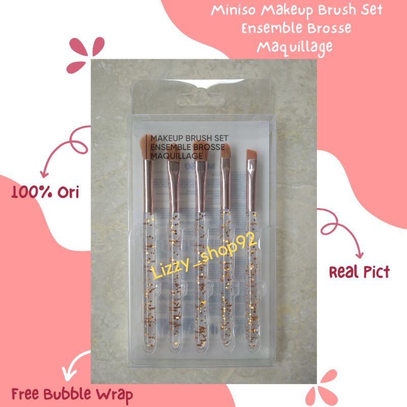 Jual Miniso Makeup Brush Set Mini (gold) | Shopee Indonesia