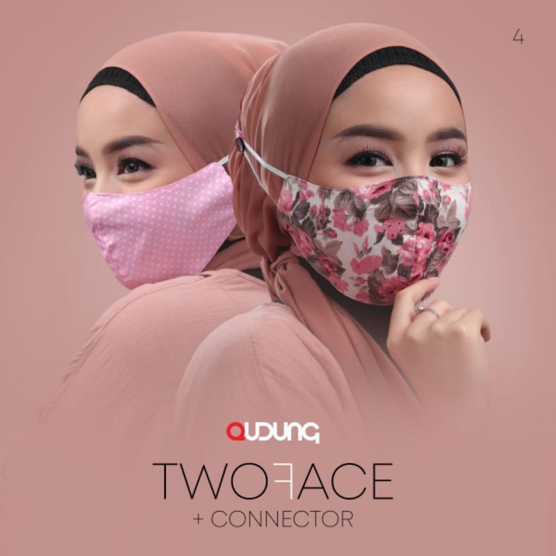 Jual Masker Kain 2 ply Non Medis Two Face by Qudung + konektor | Shopee ...