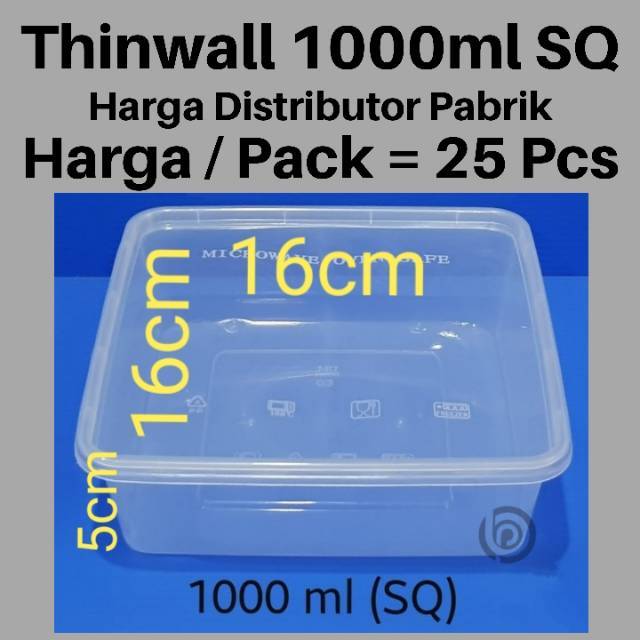 Jual Thinwall 1000ml SQ | Thinwall 1000ml Kotak Persegi | Box Kotak ...