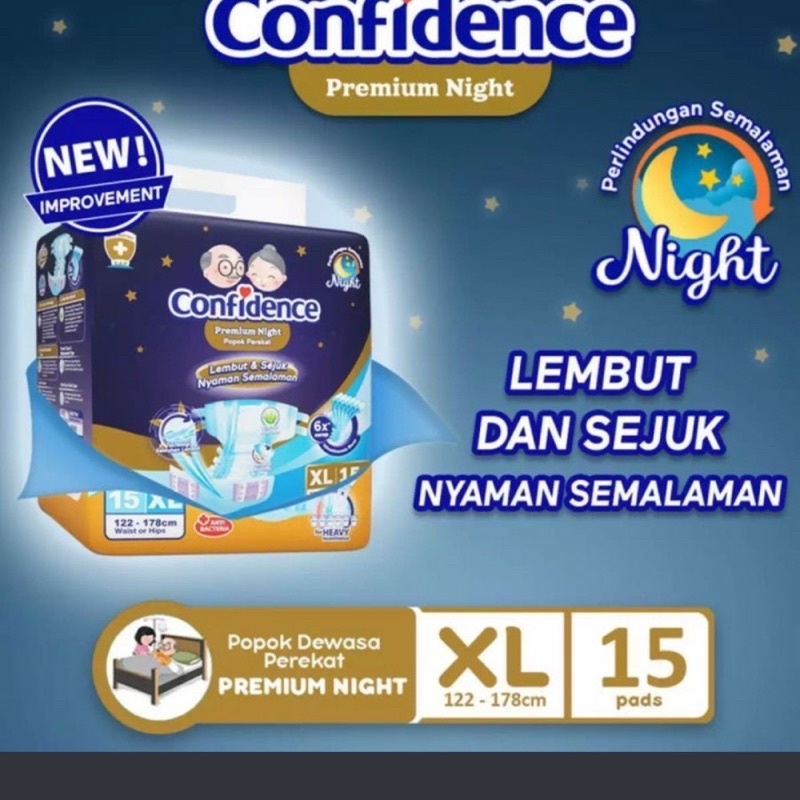 Jual confidence premium night L 15 & XL 15 / popok dewasa L15 XL15 ...