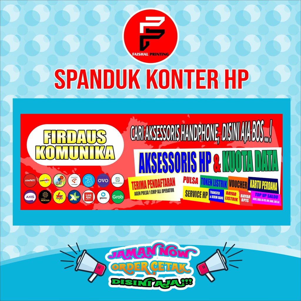 Jual spanduk / banner / backdrop toko warung konter pulsa ukuran 3 x 1 ...