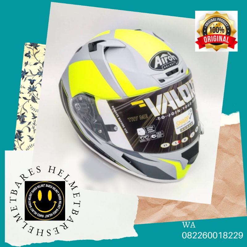 Jual Helm Airoh Valor Wings Yellow Matt Full Face | Shopee Indonesia