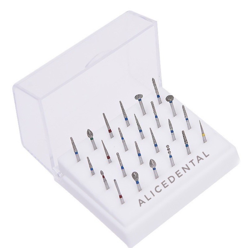 Jual Dental diamond bur highspeed bur gigi set isi 24 high speed + kotak box holder highspeed ...