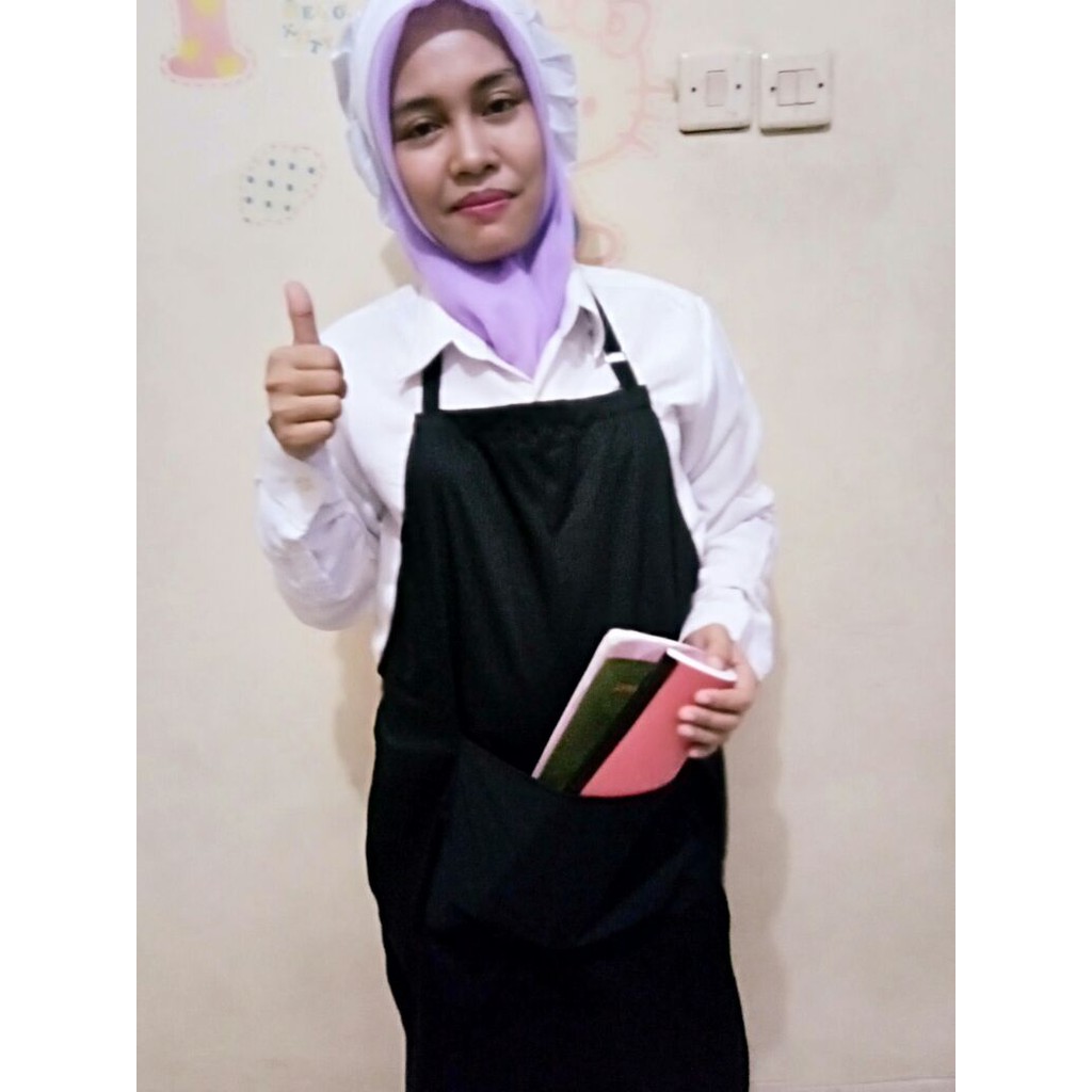 Jual Celemek Masak Hitam Polos Bahan Katun | Shopee Indonesia