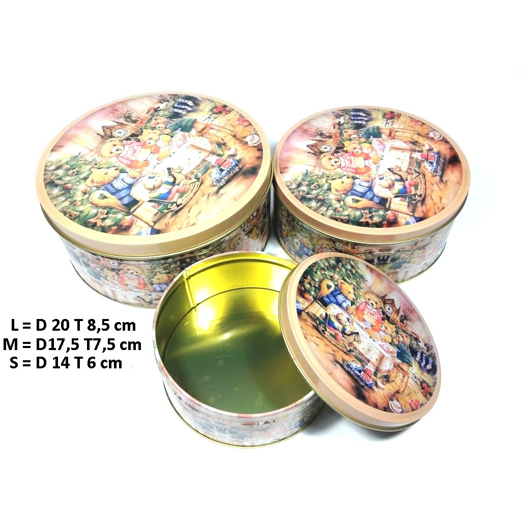 Jual Kotak Kaleng isi 3 Motif Beruang / Tempat Penyimpanan Makanan ...