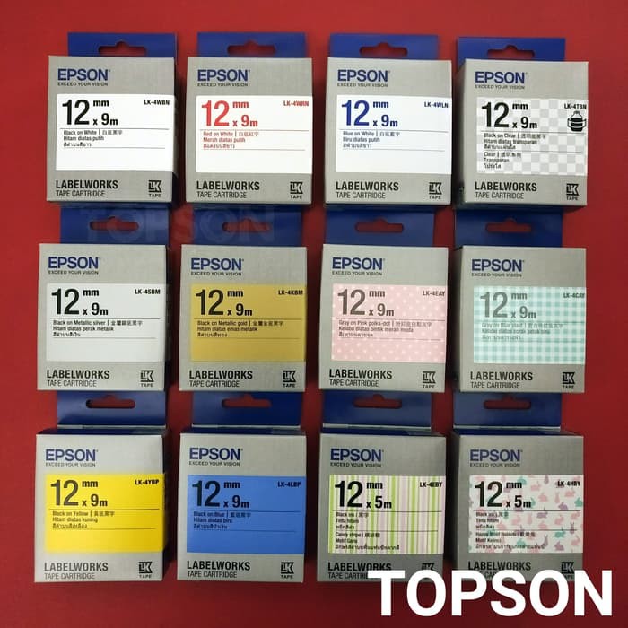 Jual Epson 12mm Label Tape Cartridge for Epson LabelWorks Printer ...
