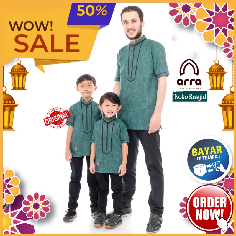 Jual Baju Koko Muslim Couple Dewasa dan Anak Series Rasyid Original ...