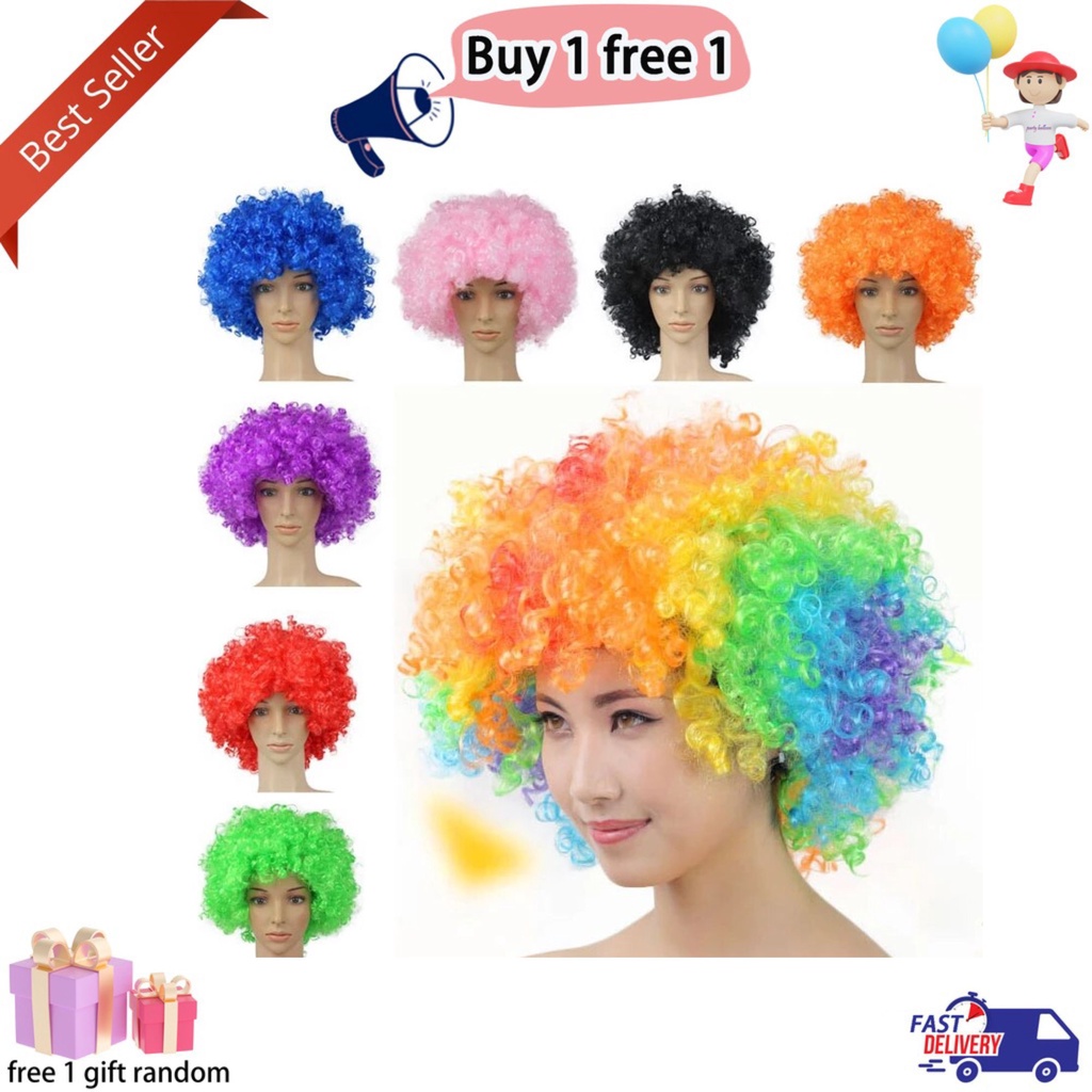 Jual Rambut Palsu Kribo Wig Kribo Keriting Wig Badut Wig Cosplay ...