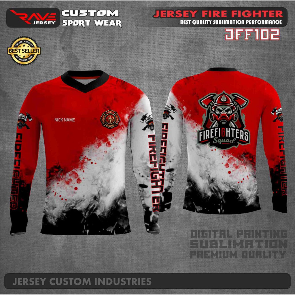 Jual KAOS JERSEY PANJANG PEMADAM KEBAKARAN DAMKAR FIRE RESCUE CUSTOM ...