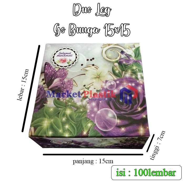 Jual Box kue/kotak kue/dus snack/Box makanan/DUS LEG GS-BUNGA 15x15 ...