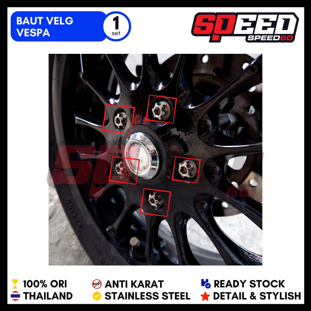 Jual Baut Velg All Modern Vespa Probolt Stainless Steel King Nut ...