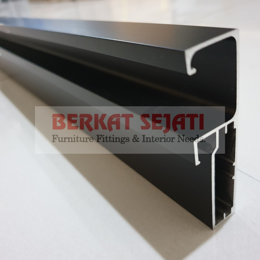 Jual Profil Handle Frame Kaca Lemari Kitchen Aluminium FHD 127 HITAM 3M ...