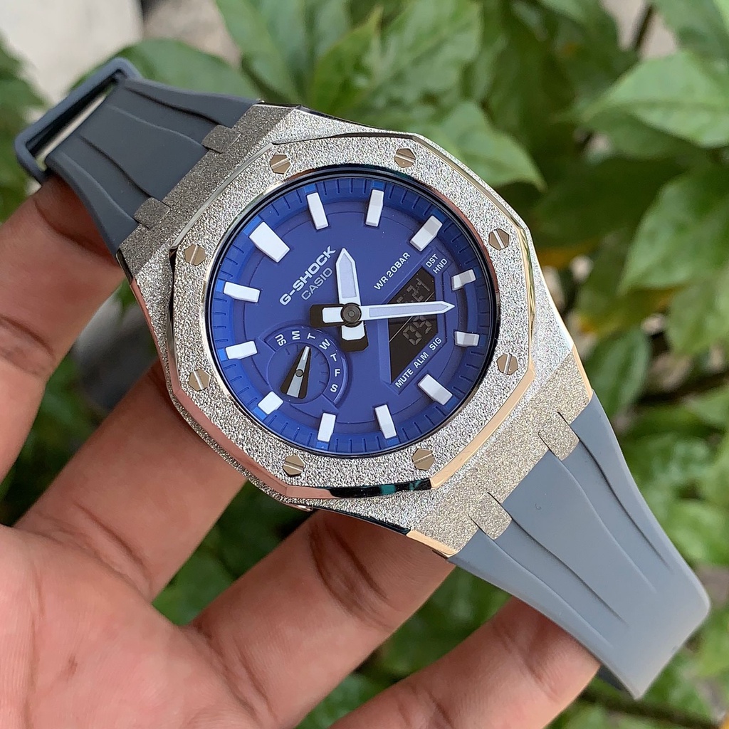 Jual Casioak Gshock GA 2100 HC-2ADR Diamond Silver Rubber Grey 44mm ...