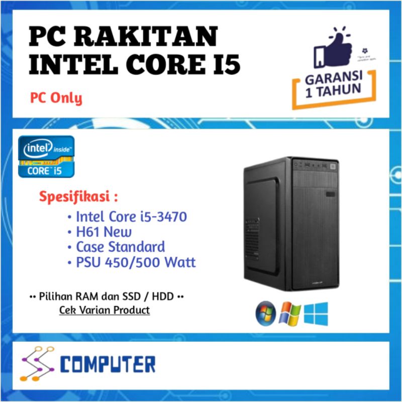 Jual Komputer / PC Rakitan Core i5 3470 Kantor / Admin / Sekolah | Shopee Indonesia