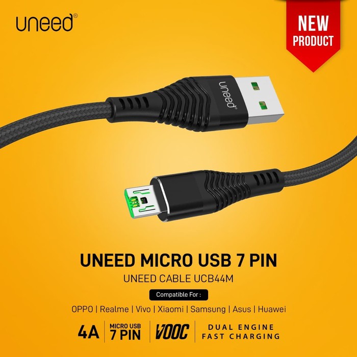 Jual UCB44M -- UNEED Braided Kabel Data Micro USB 7pin Max 4A VOOC / QC ...