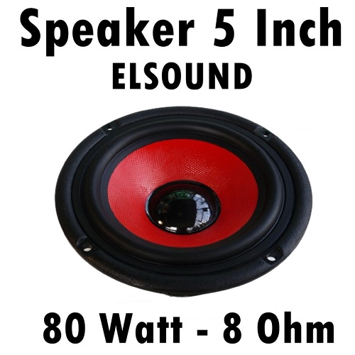Jual Speaker Elsound 5 Inch Audio Woofer 80 Watt 8R Bodi Plastik Magnet ...