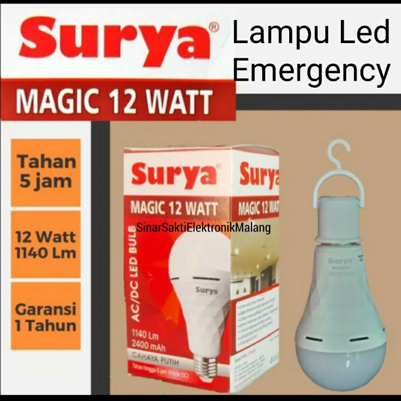 Jual Lampu Led Emergency Surya 12W 12 Watt Bohlam Bulb Darurat Magic Charge Rechargeable ...