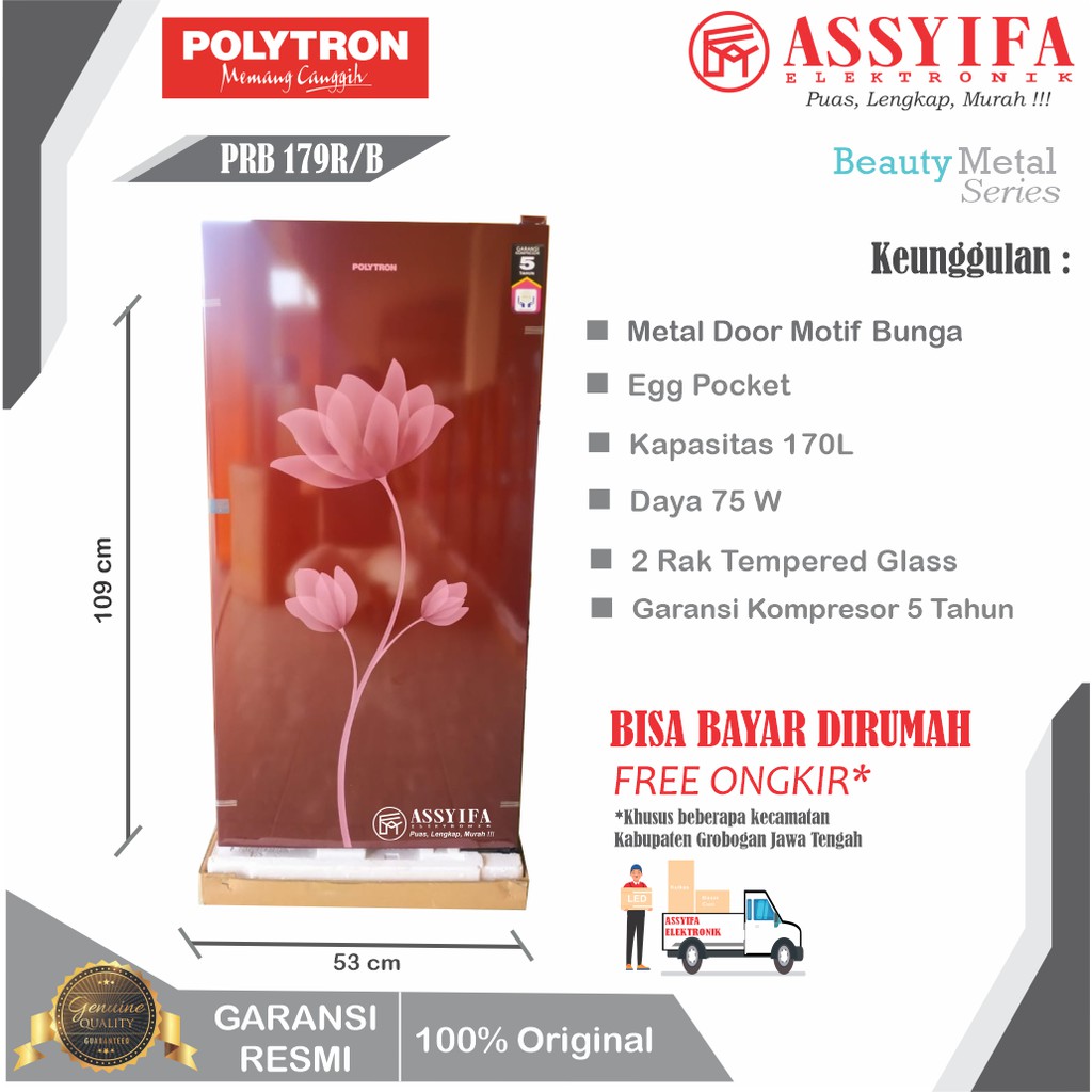 Jual KULKAS POLYTRON 1 PINTU PRB 179 METAL BEAUTY SERIES NEW GARANSI ...