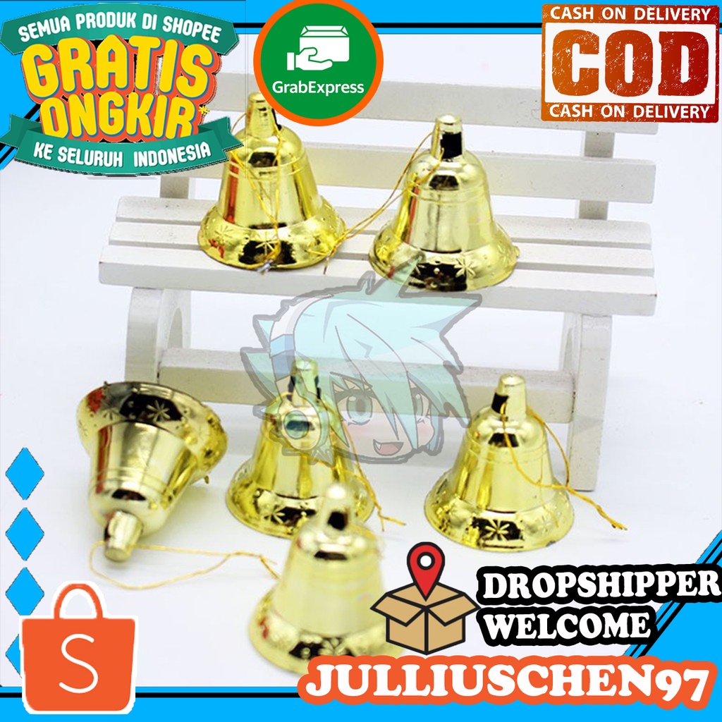 Jual JJ CHEN Hiasan Pohon Natal lonceng Mini Merry Christmas Pita ...