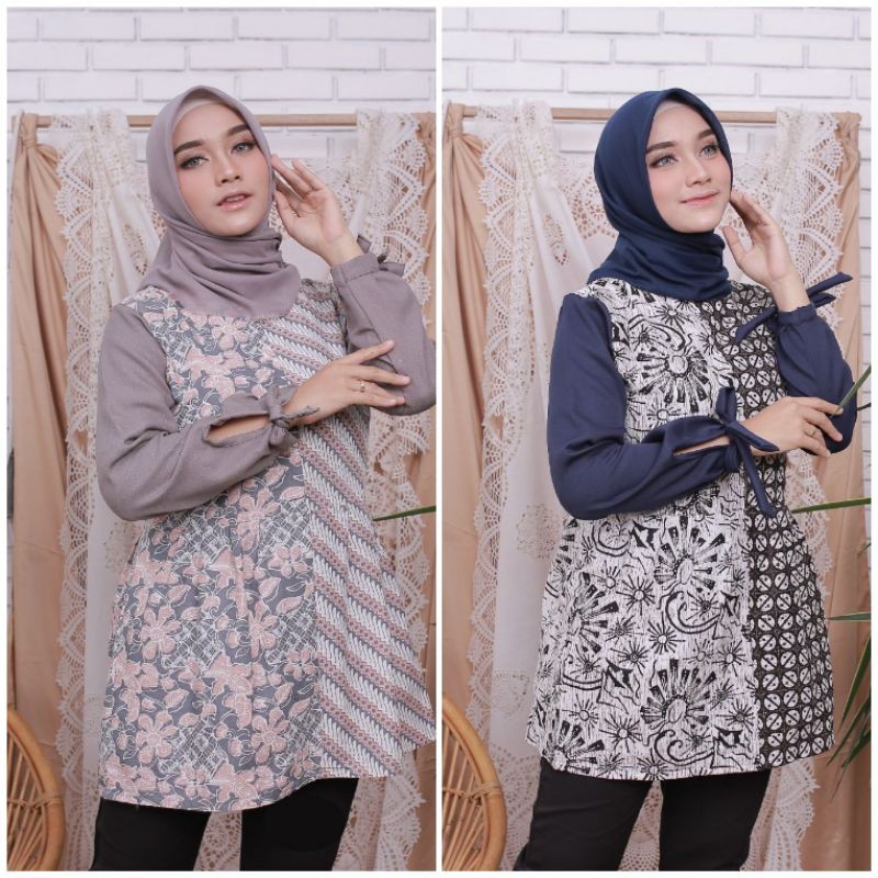 Jual Batik Wanita Kekinian BLOUSE BATIK Kombinasi/kantor | Shopee Indonesia