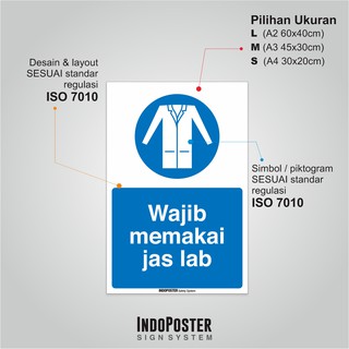 Jual Stiker Safety Sign Rambu K3 Wajib Memakai Jas Laboratorium ...