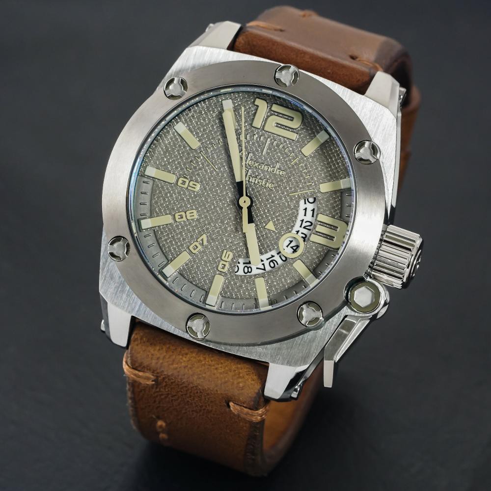 Jual ALEXANDRE CHRISTIE WATCH AC 6456 PRIA SPORTY SILVER GREY LEATHER ...