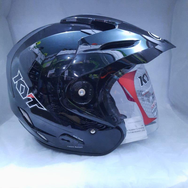 Jual HELM KYT VENOM RR WARNA SOLID DOUBLE VISOR HELM HALF FACE | Shopee ...