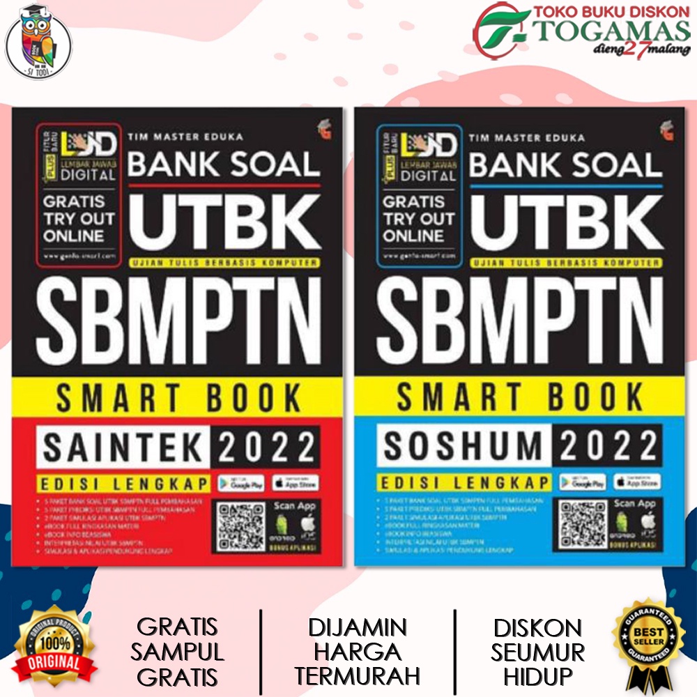 Jual PAKET BANK SOAL UTBK SBMPTN SMART BOOK SAINTEK & SOSHUM 2022 ED. LENGKAP / TIM MASTER EDUKA ...