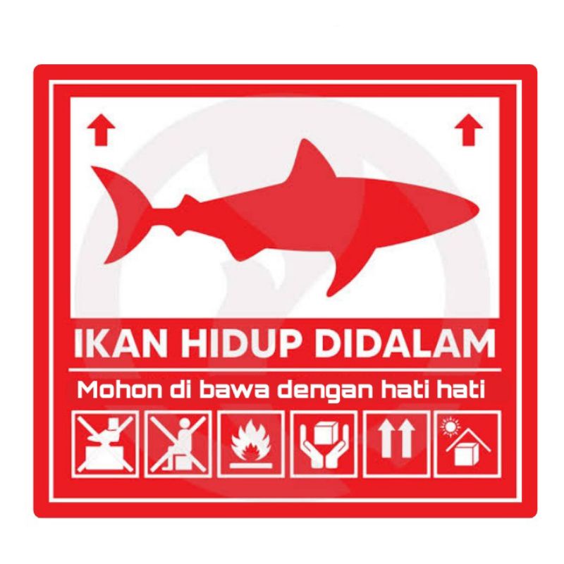 Jual stiker fragile ikan hidup live animal warning sticker paket box ...