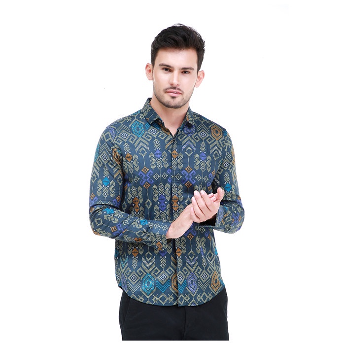 Jual Kemeja Batik Pria Lengan Panjang Motif Songket Hijau Premium ...