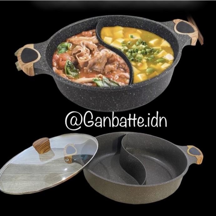 Jual panci shabu shabu 2 sekat / panci sekat 2 / panci 2in1 / 2in1 pot ...