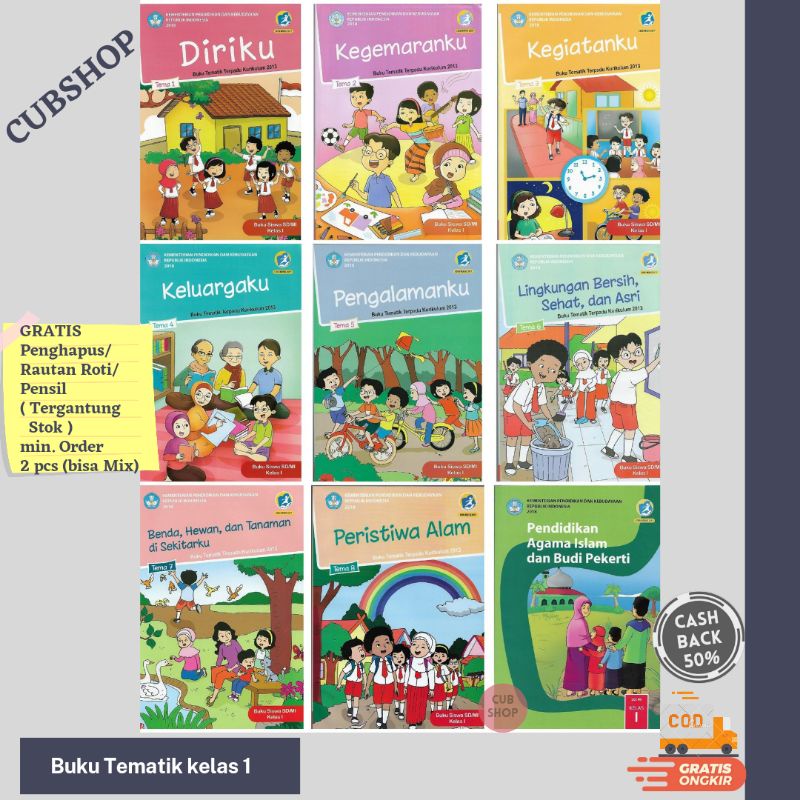 Jual Buku Tematik kelas 1 SD/MI Lengkap Tema 1,2,3,4,5,6,7,8 dan Agama ...