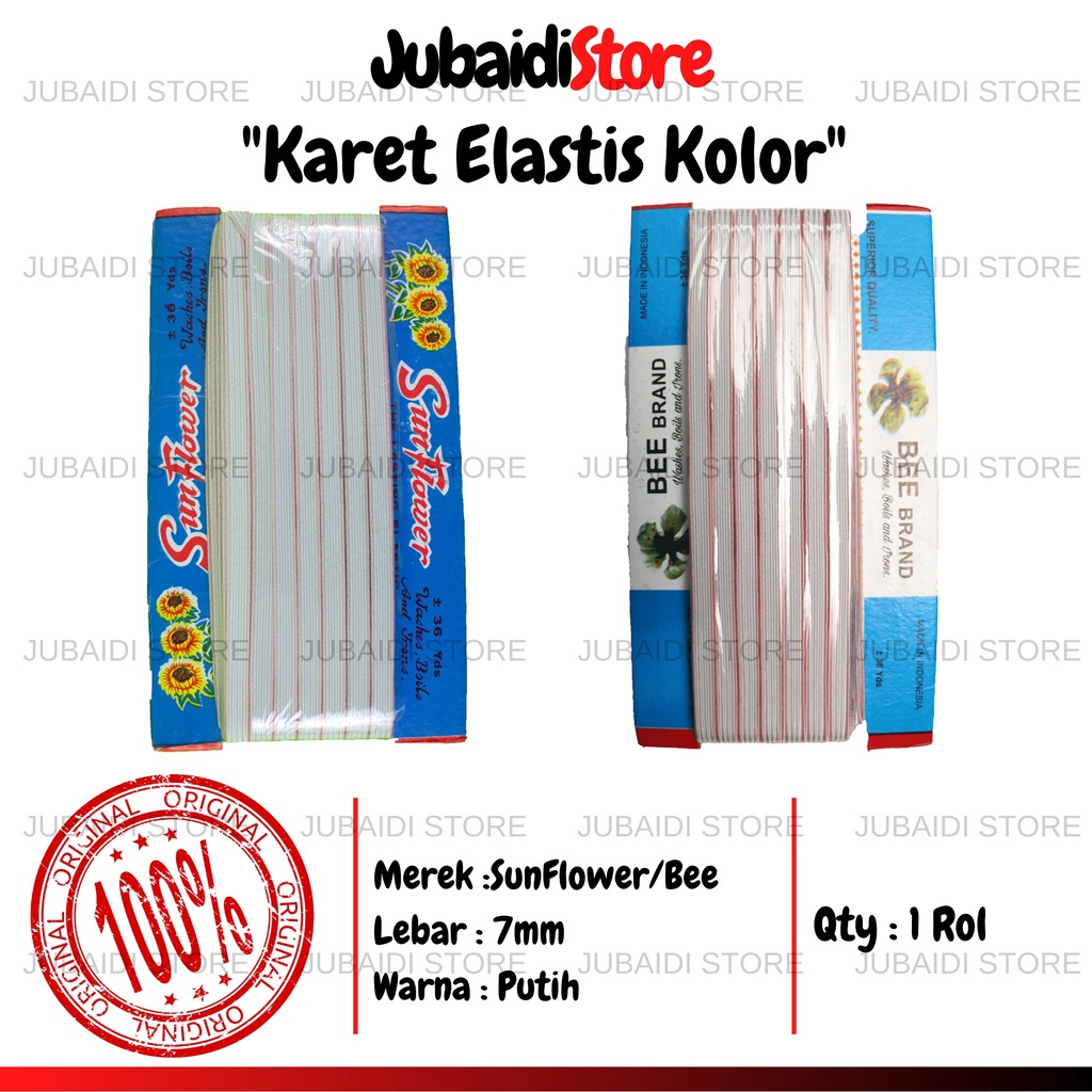 Jual Tali Karet Elastis Kolor Papan 7mm Putih Sunflower (Rol) | Shopee ...