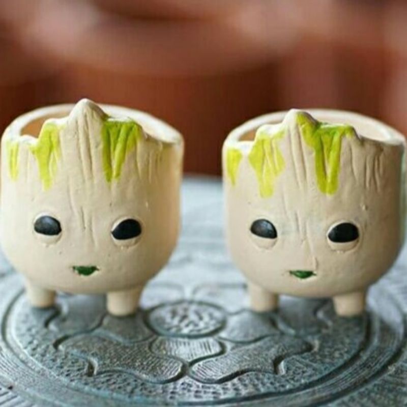 Jual Pot terracotta baby groot kaktus 6cm pot gerabah lucu | Shopee ...