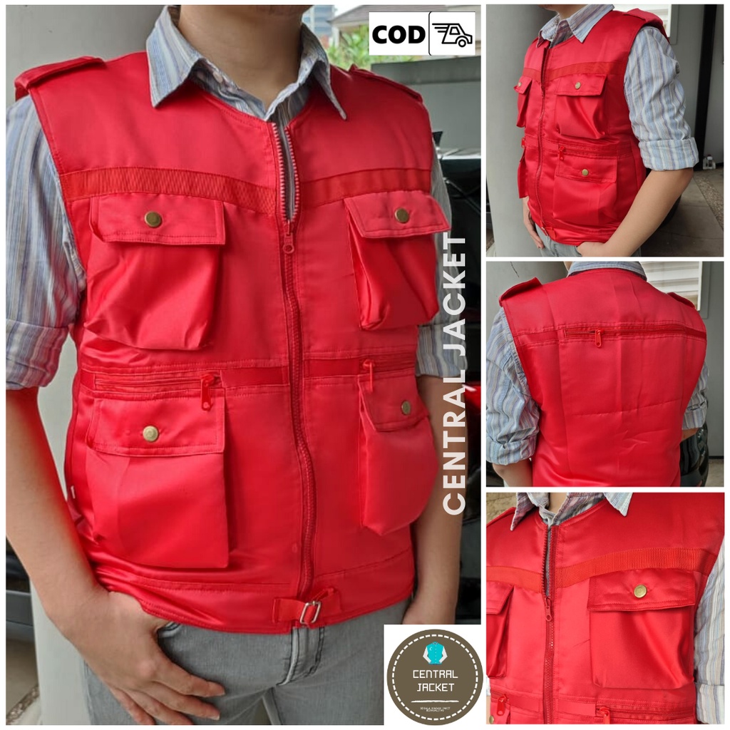 Jual ROMPI OUTDOOR MERAH MULTIFUNGSI - JAKET ROMPI MOTOR TEBAL - VEST ...