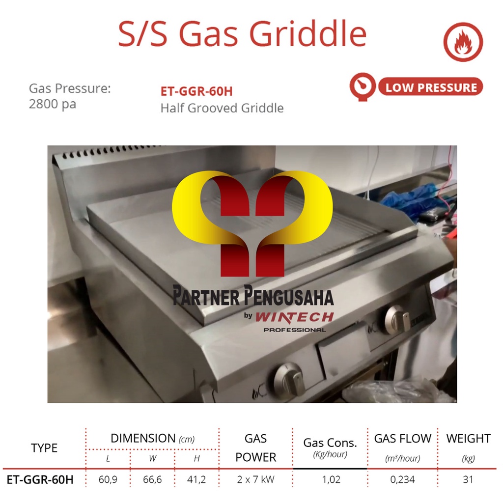 Jual GETRA ET-GGR-60H Gas Half Flat Half Grooved Grill Griddle Alat ...