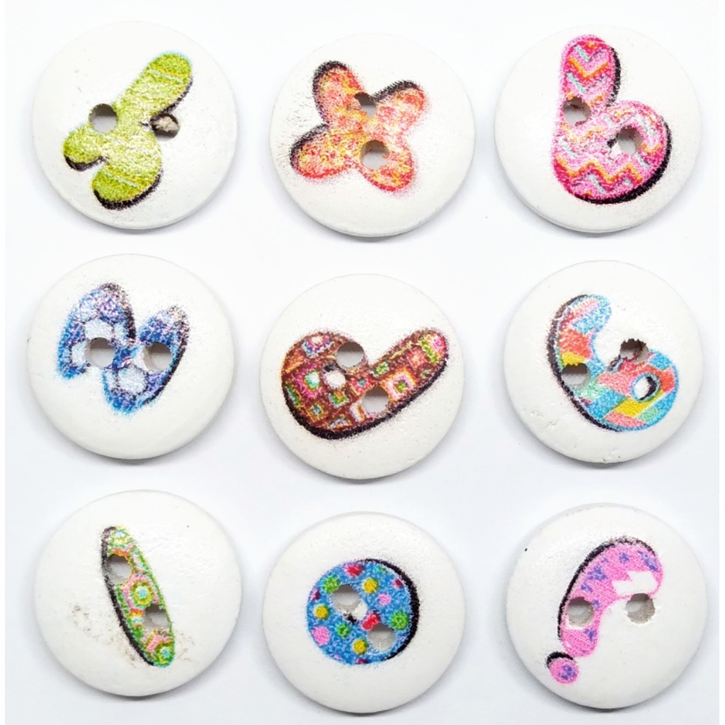 Jual [10 biji] Kancing kayu motif / kancing kayu variasi / kancing hias ...