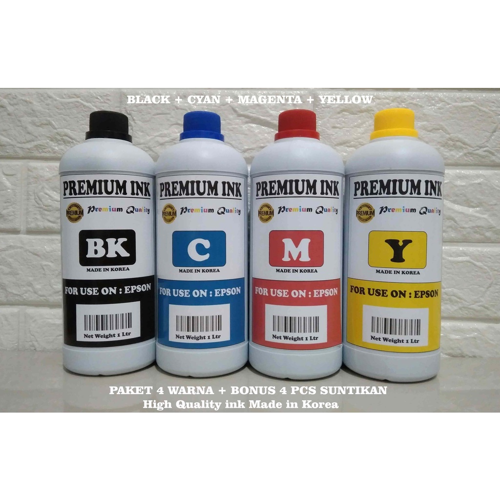 Jual PAKET 4 WARNA TINTA REFILL EPSON ISI 1 LITER PREMIUM INK ( MADE IN ...