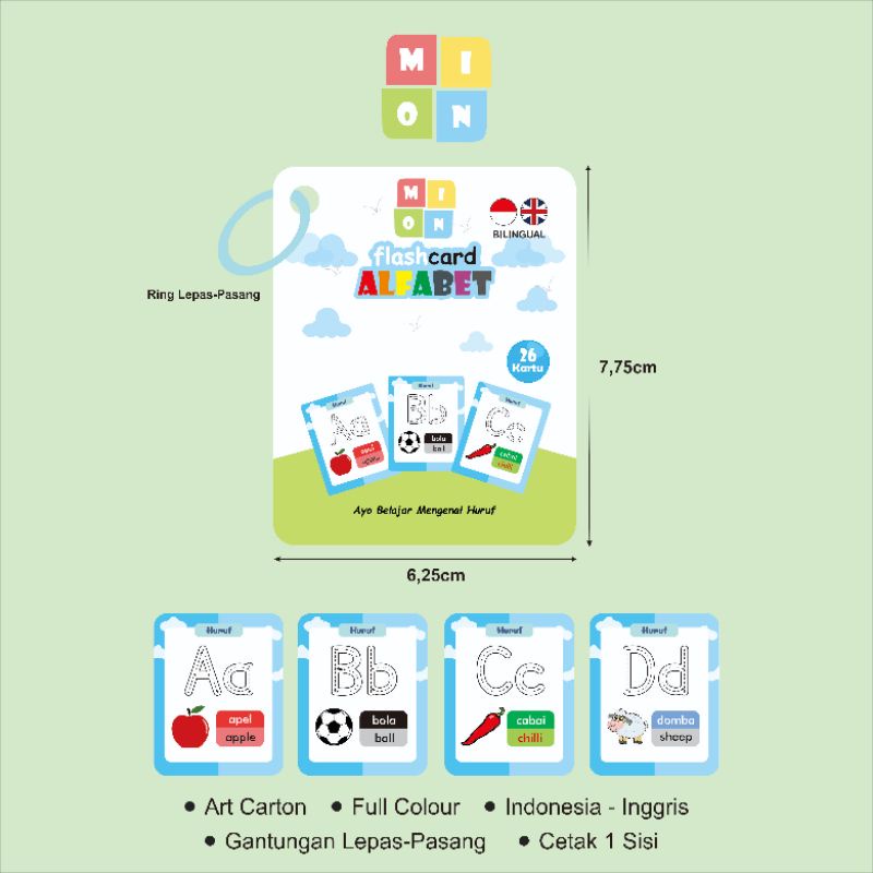 Jual Flash Card Alfabet Flashcard Huruf Kartu Pintar belajar Mengenal ...