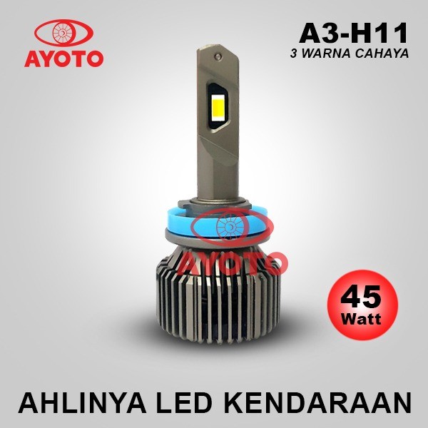 Jual BOHLAM LAMPU LED H11 H8 H16 45 WATT 3 WARNA AYOTO A3 H11 FOGLAMP ...