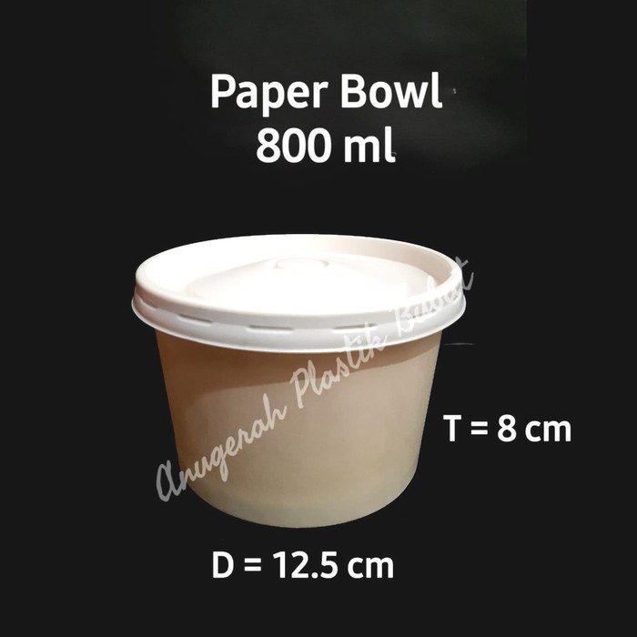 Jual Paper Bowl Ukuran 800 Ml Isi 25 Pcs/ Mangkok Kertas Tahan Panas ...