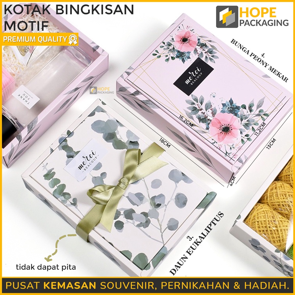 Jual Kotak Bingkisan Motif Bunga/Daun / Kotak Kado / Gift Box Hadiah ...