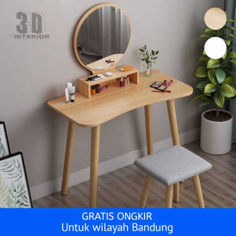 Jual Meja Rias Simple Dengan Cermin Bulat Diameter 35x35 Cm | Shopee ...