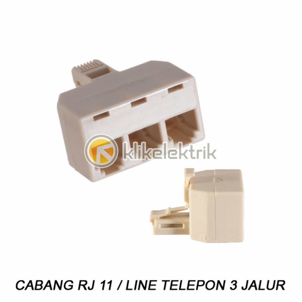 Jual SPLITER CABANG LINE T RJ11 TELEPON 2 / 3 JALUR ROSET TERMINAL TELP ...