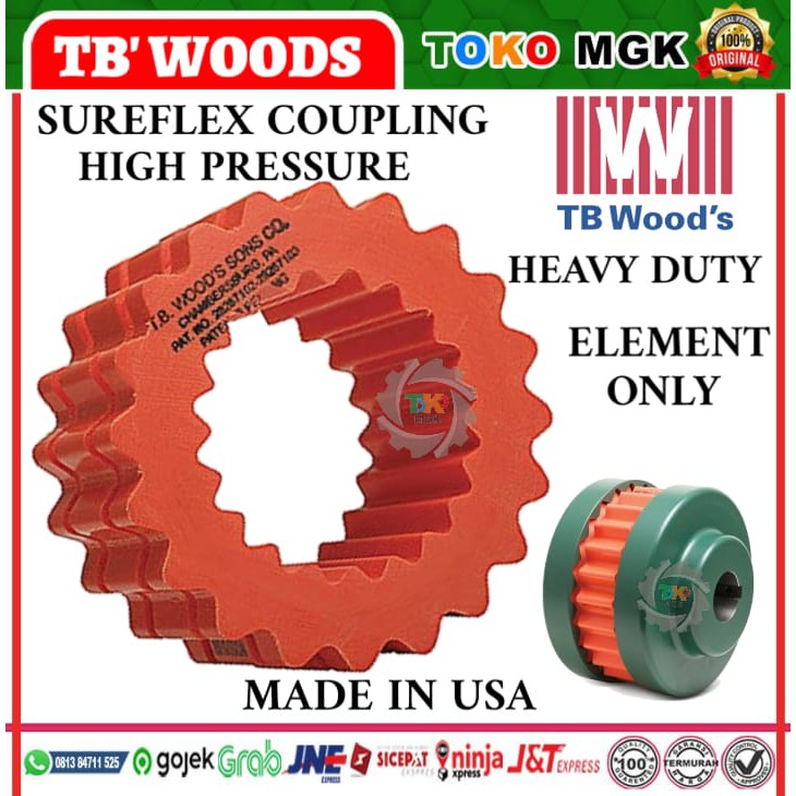 Jual SUREFLEX-H10 RUBBER COUPLING TB WOODS HEAVY DUTY RPM ELEMENT ONLY ...