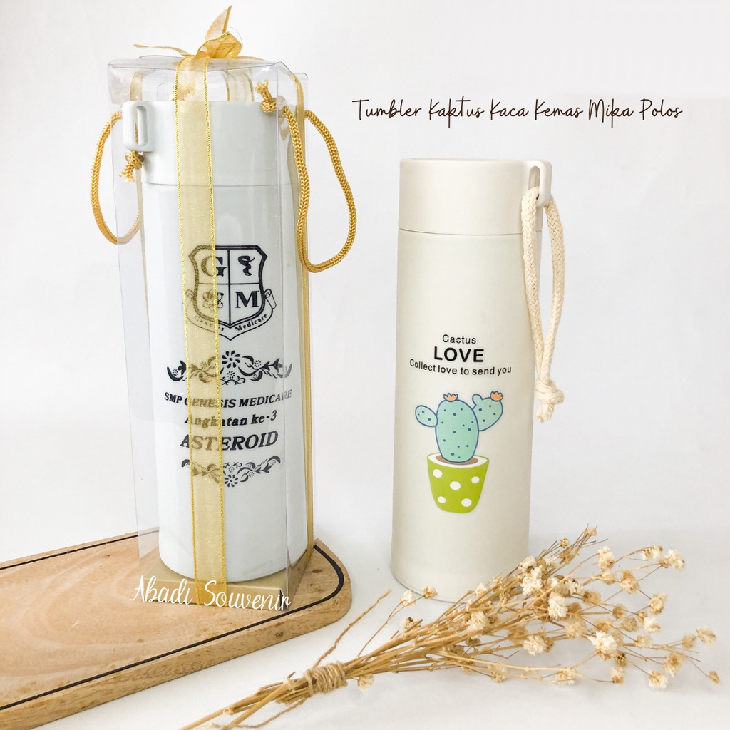 Jual Souvenir Tumbler Kaktus Botol Kaca Custom Sablon Nama Logo ...