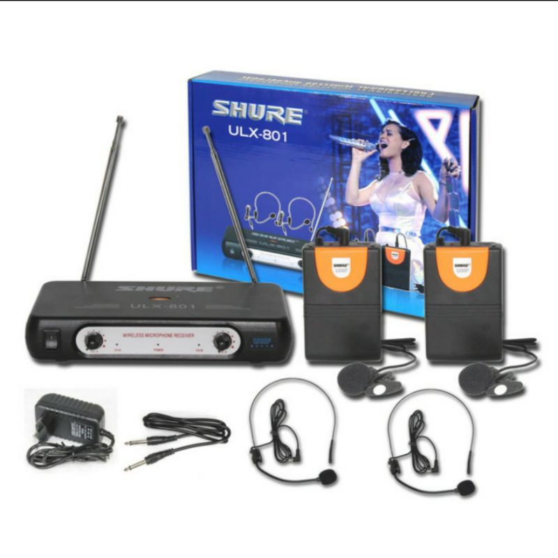 Jual Mic Bando Mic Jepit Wireless UHF 2 set mic (Clip On) Shure ULX-801 ...